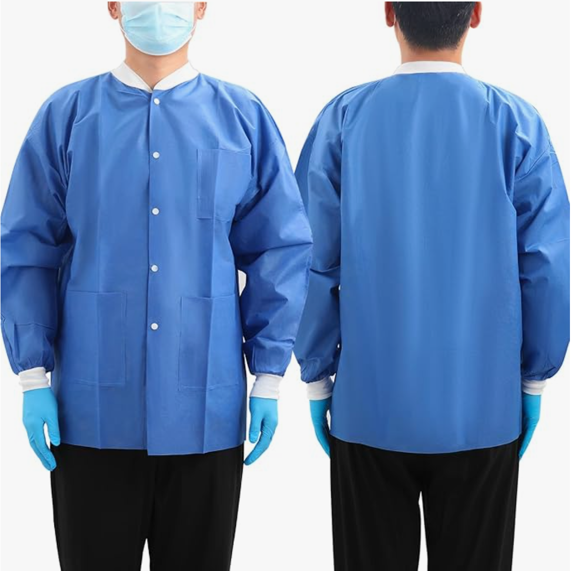NuMedical Disposable Lab Jackets, Knit Cuffs & Collar, 3 Pockets ...